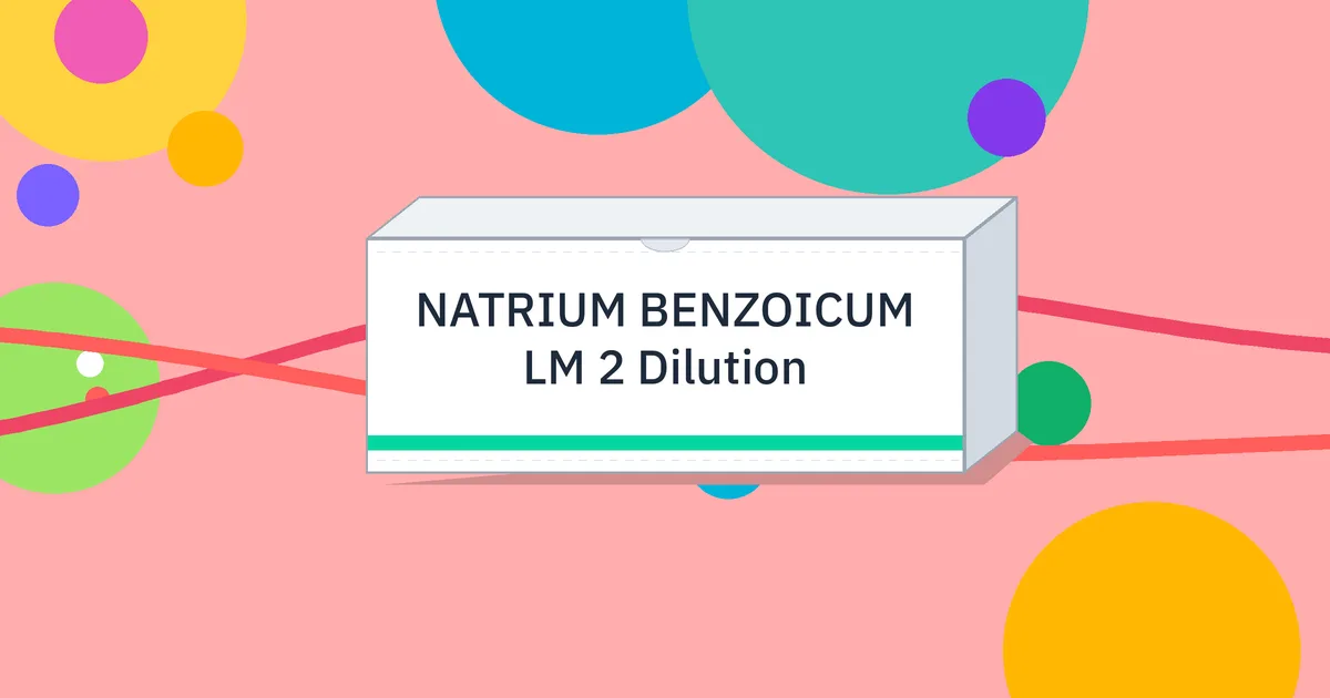 Symbolbild: Packung mit der Aufschrift NATRIUM BENZOICUM LM 2 Dilution (PZN 12959682) – Verfügbarkeit und Bezug in Apotheken in Frankfurt am Main