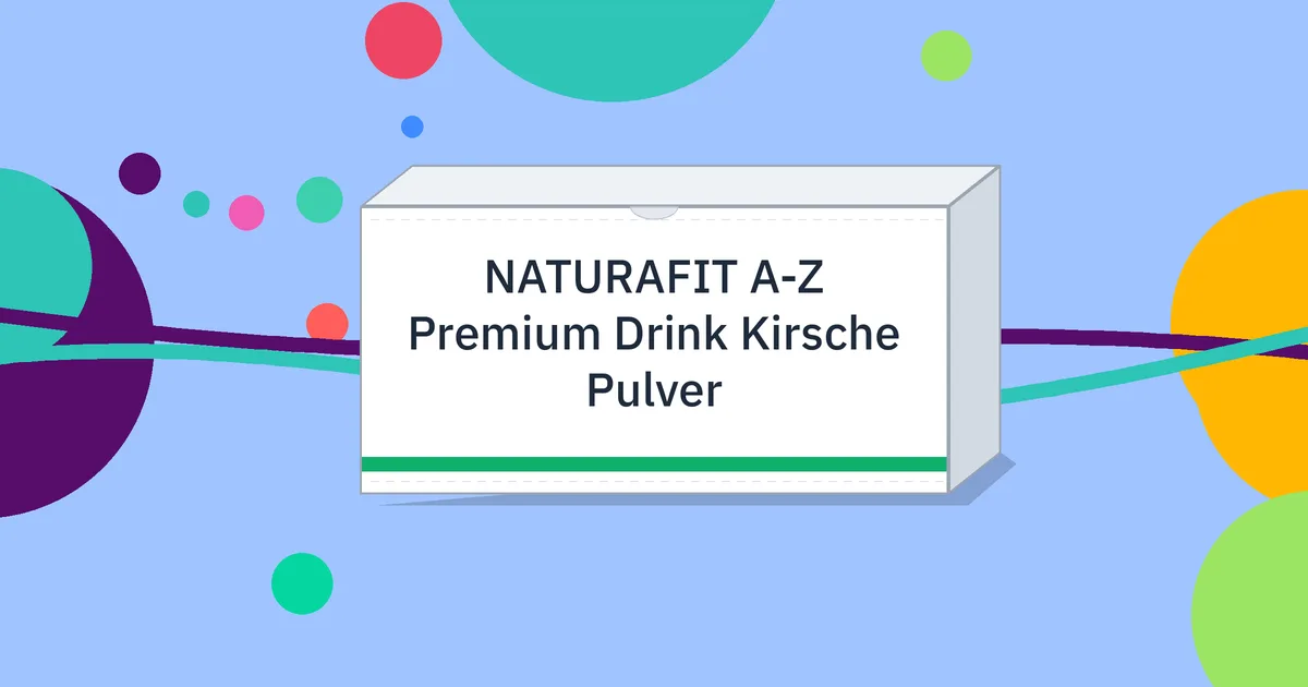 Symbolbild: Packung mit der Aufschrift NATURAFIT A-Z Premium Drink Kirsche Pulver (PZN 18905405) – Verfügbarkeit und Bezug in Apotheken in Frankfurt am Main