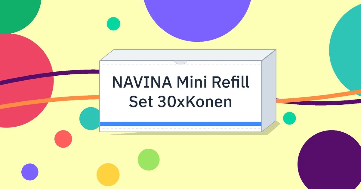 Symbolbild: Packung mit der Aufschrift NAVINA Mini Refill Set 30xKonen (PZN 19059527) – Verfügbarkeit und Bezug in Apotheken in Frankfurt am Main