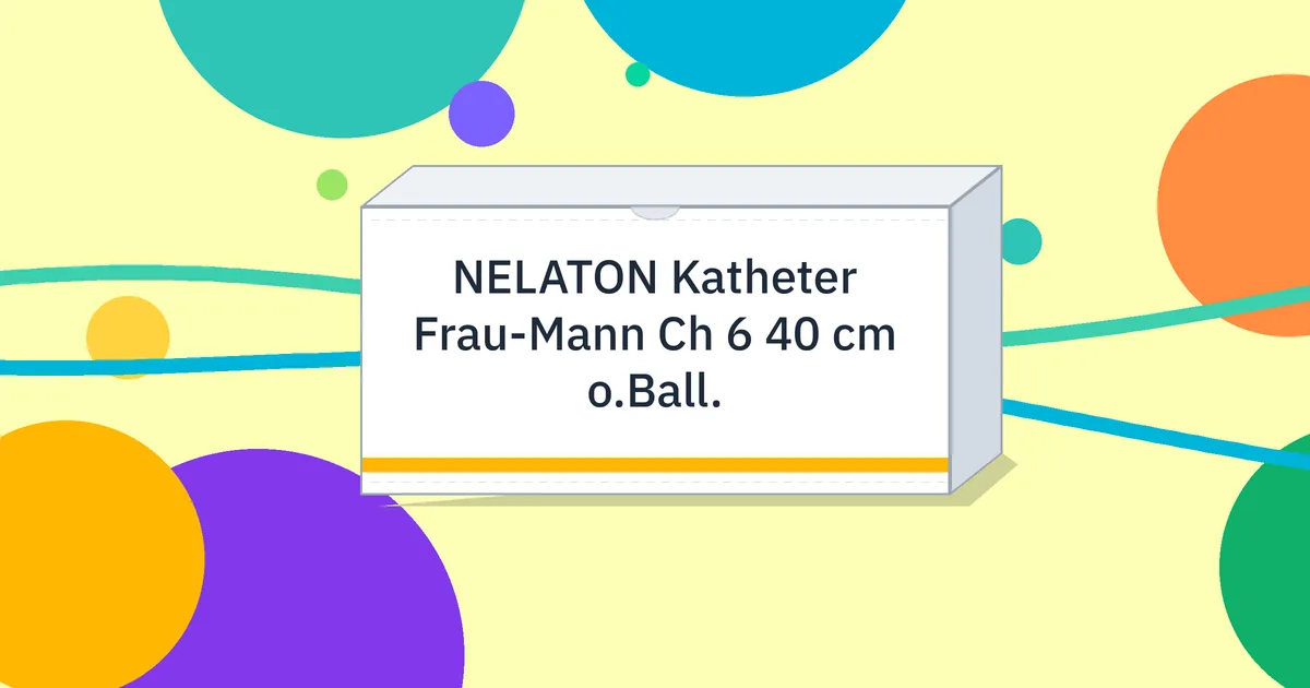 Symbolbild: Packung mit der Aufschrift NELATON Katheter Frau-Mann Ch 6 40 cm o.Ball. (PZN 09092133) – Verfügbarkeit und Bezug in Apotheken in Frankfurt am Main