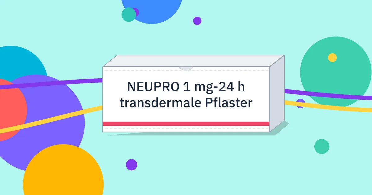 Symbolbild: Packung mit der Aufschrift NEUPRO 1 mg-24 h transdermale Pflaster (PZN 19819027) – Verfügbarkeit und Bezug in Apotheken in Frankfurt am Main