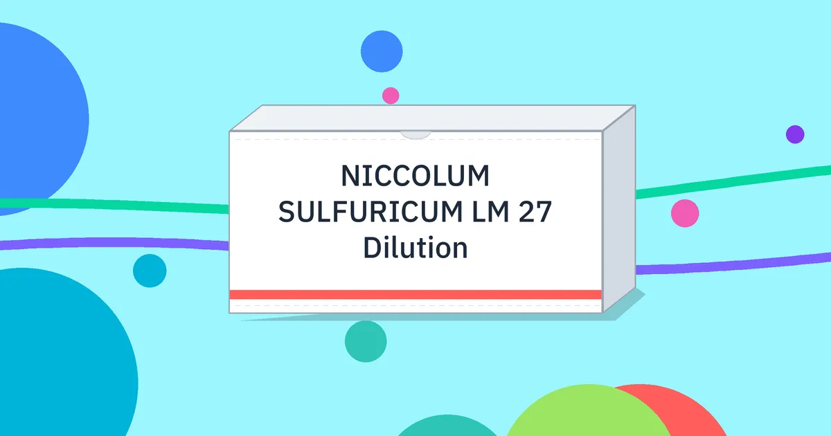 Symbolbild: Packung mit der Aufschrift NICCOLUM SULFURICUM LM 27 Dilution (PZN 12968818) – Verfügbarkeit und Bezug in Apotheken in Frankfurt am Main