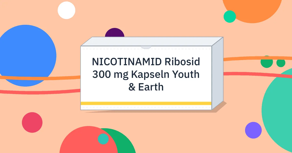 Symbolbild: Packung mit der Aufschrift NICOTINAMID Ribosid 300 mg Kapseln Youth & Earth (PZN 20164413) – Verfügbarkeit und Bezug in Apotheken in Frankfurt am Main
