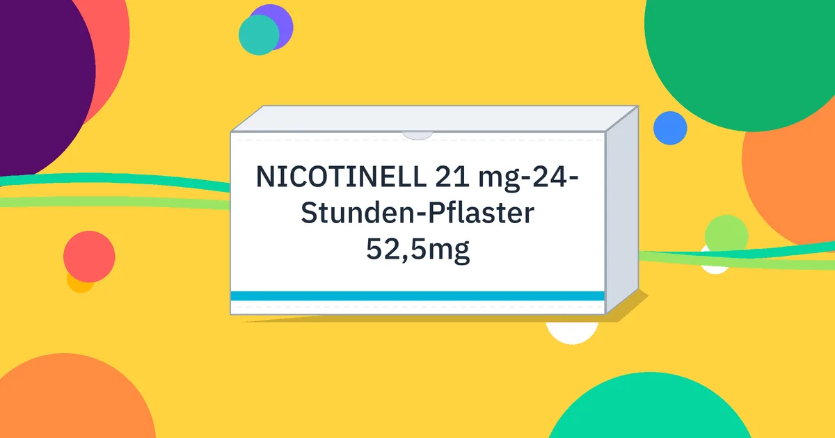 Symbolbild: Packung mit der Aufschrift NICOTINELL 21 mg-24-Stunden-Pflaster 52,5mg (PZN 01261984) – Verfügbarkeit und Bezug in Apotheken in Frankfurt am Main