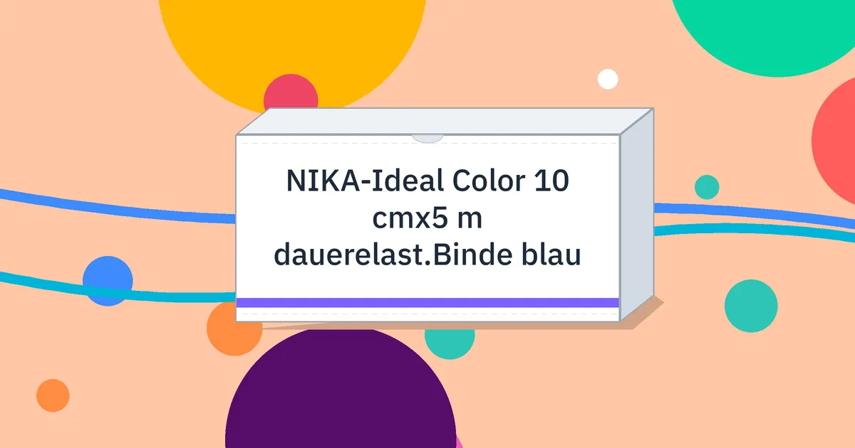 Symbolbild: Packung mit der Aufschrift NIKA-Ideal Color 10 cmx5 m dauerelast.Binde blau (PZN 14235965) – Verfügbarkeit und Bezug in Apotheken in Frankfurt am Main