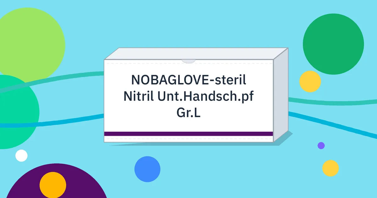Symbolbild: Packung mit der Aufschrift NOBAGLOVE-steril Nitril Unt.Handsch.pf Gr.L (PZN 18136119) – Verfügbarkeit und Bezug in Apotheken in Frankfurt am Main