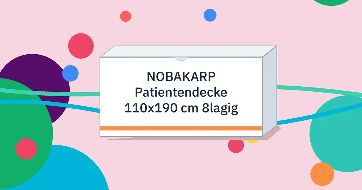 Symbolbild: Packung mit der Aufschrift NOBAKARP Patientendecke 110x190 cm 8lagig (PZN 00684056) – Verfügbarkeit und Bezug in Apotheken in Frankfurt am Main