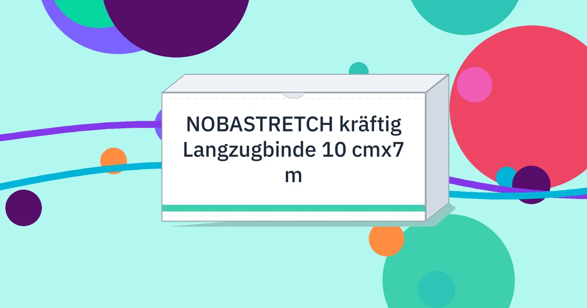 Symbolbild: Packung mit der Aufschrift NOBASTRETCH kräftig Langzugbinde 10 cmx7 m (PZN 01419592) – Verfügbarkeit und Bezug in Apotheken in Frankfurt am Main
