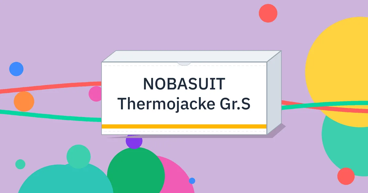Symbolbild: Packung mit der Aufschrift NOBASUIT Thermojacke Gr.S (PZN 17376318) – Verfügbarkeit und Bezug in Apotheken in Frankfurt am Main