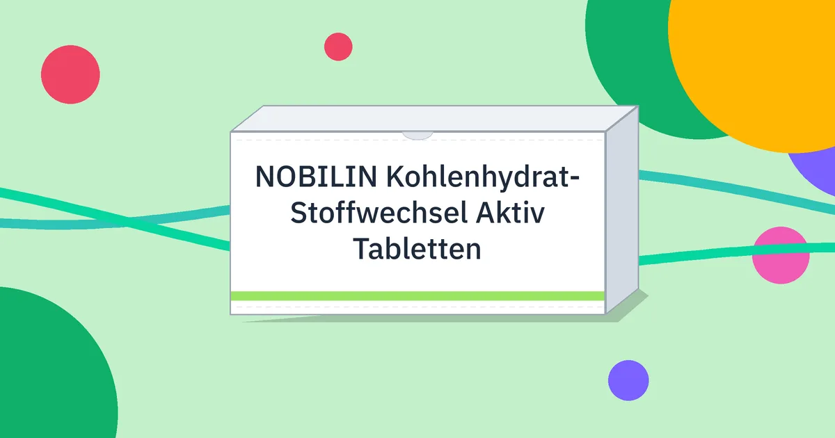 Symbolbild: Packung mit der Aufschrift NOBILIN Kohlenhydrat-Stoffwechsel Aktiv Tabletten (PZN 18806790) – Verfügbarkeit und Bezug in Apotheken in Frankfurt am Main