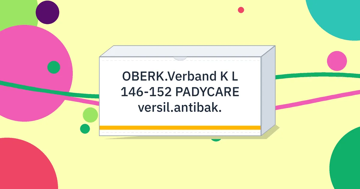 Symbolbild: Packung mit der Aufschrift OBERK.Verband K L 146-152 PADYCARE versil.antibak. (PZN 10938658) – Verfügbarkeit und Bezug in Apotheken in Frankfurt am Main