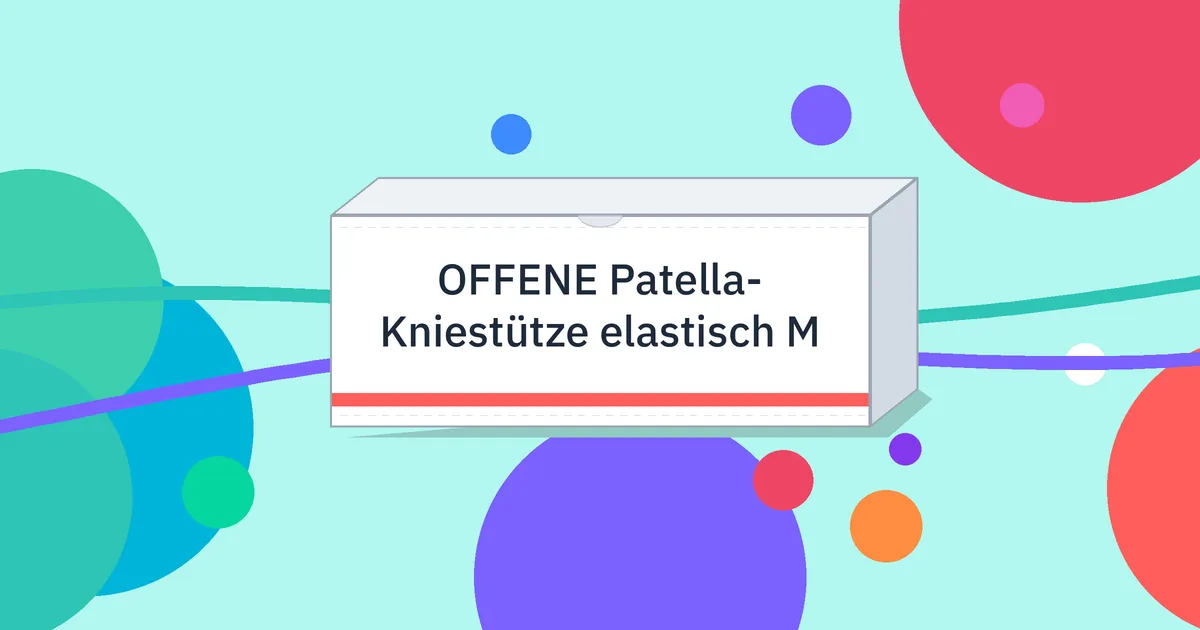 Symbolbild: Packung mit der Aufschrift OFFENE Patella-Kniestütze elastisch M (PZN 19071600) – Verfügbarkeit und Bezug in Apotheken in Frankfurt am Main