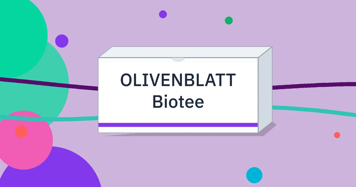 Symbolbild: Packung mit der Aufschrift OLIVENBLATT Biotee (PZN 10179187) – Verfügbarkeit und Bezug in Apotheken in Frankfurt am Main