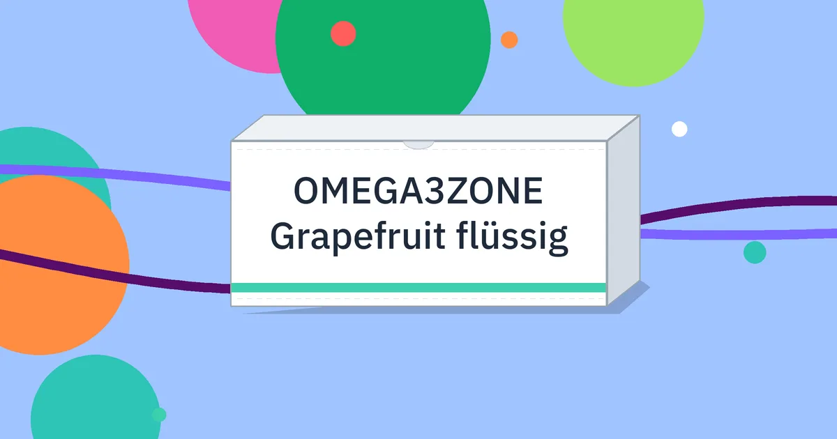 Symbolbild: Packung mit der Aufschrift OMEGA3ZONE Grapefruit flüssig (PZN 16232876) – Verfügbarkeit und Bezug in Apotheken in Frankfurt am Main