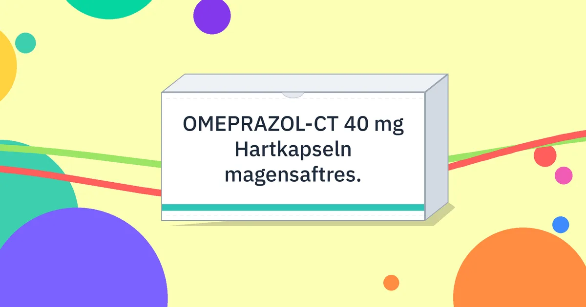 Symbolbild: Packung mit der Aufschrift OMEPRAZOL-CT 40 mg Hartkapseln magensaftres. (PZN 02855852) – Verfügbarkeit und Bezug in Apotheken in Frankfurt am Main