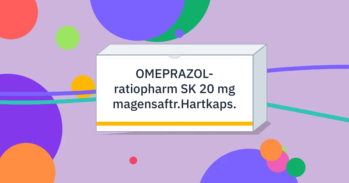 Symbolbild: Packung mit der Aufschrift OMEPRAZOL-ratiopharm SK 20 mg magensaftr.Hartkaps. (PZN 06113366) – Verfügbarkeit und Bezug in Apotheken in Frankfurt am Main