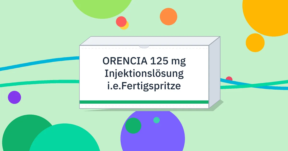 Symbolbild: Packung mit der Aufschrift ORENCIA 125 mg Injektionslösung i.e.Fertigspritze (PZN 11341566) – Verfügbarkeit und Bezug in Apotheken in Frankfurt am Main