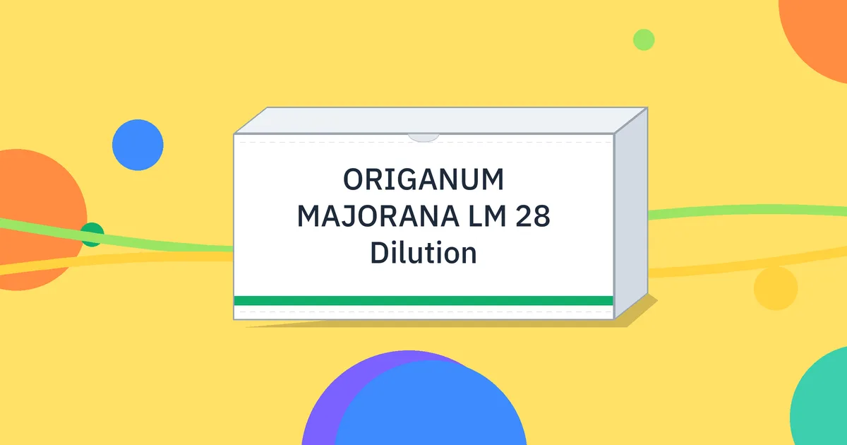 Symbolbild: Packung mit der Aufschrift ORIGANUM MAJORANA LM 28 Dilution (PZN 12972754) – Verfügbarkeit und Bezug in Apotheken in Frankfurt am Main