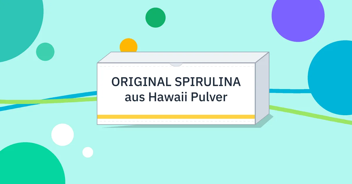 Symbolbild: Packung mit der Aufschrift ORIGINAL SPIRULINA aus Hawaii Pulver (PZN 16837421) – Verfügbarkeit und Bezug in Apotheken in Frankfurt am Main