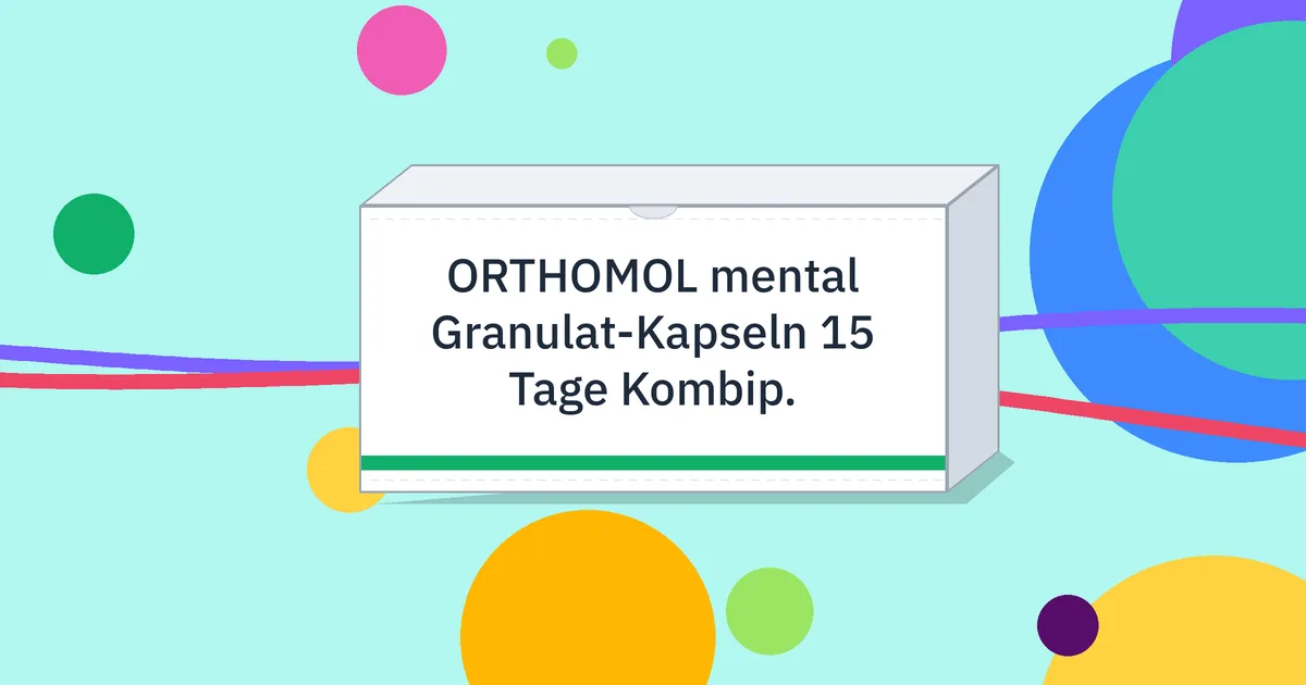 Symbolbild: Packung mit der Aufschrift ORTHOMOL mental Granulat-Kapseln 15 Tage Kombip. (PZN 10551706) – Verfügbarkeit und Bezug in Apotheken in Frankfurt am Main