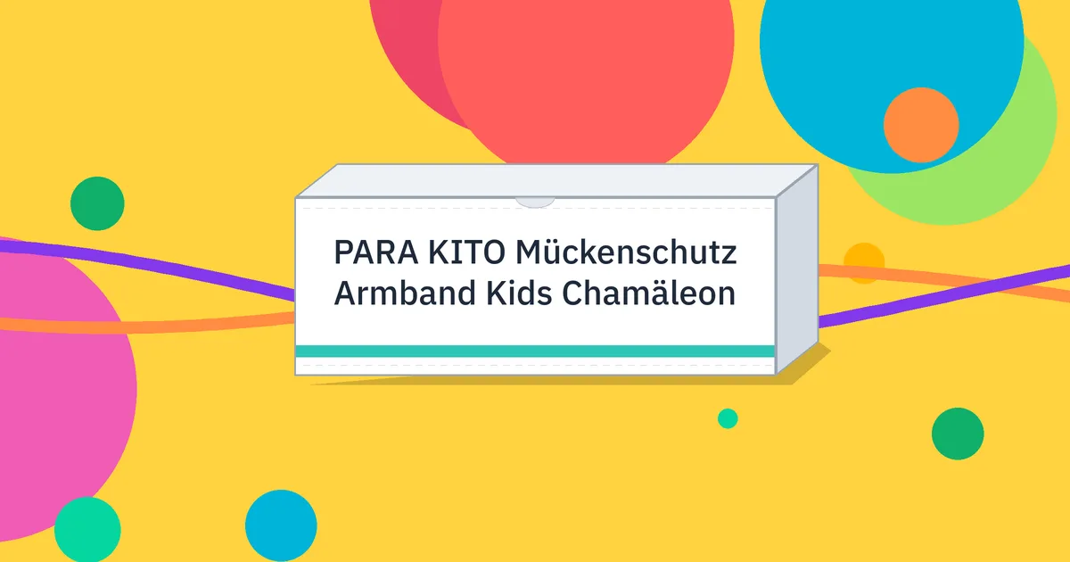 Symbolbild: Packung mit der Aufschrift PARA KITO Mückenschutz Armband Kids Chamäleon (PZN 19164514) – Verfügbarkeit und Bezug in Apotheken in Frankfurt am Main