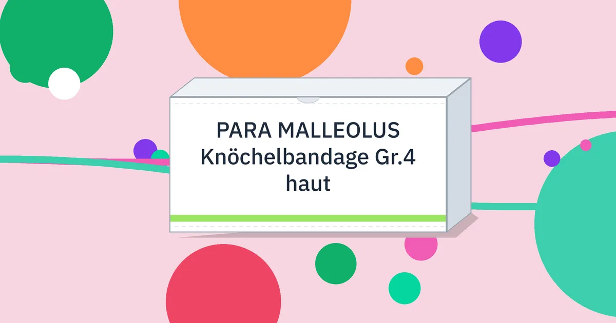 Symbolbild: Packung mit der Aufschrift PARA MALLEOLUS Knöchelbandage Gr.4 haut (PZN 13763484) – Verfügbarkeit und Bezug in Apotheken in Frankfurt am Main