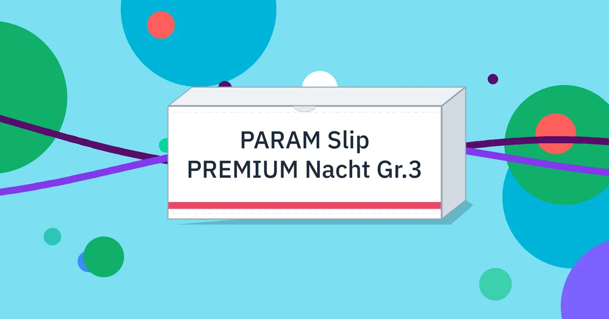 Symbolbild: Packung mit der Aufschrift PARAM Slip PREMIUM Nacht Gr.3 (PZN 09317916) – Verfügbarkeit und Bezug in Apotheken in Frankfurt am Main
