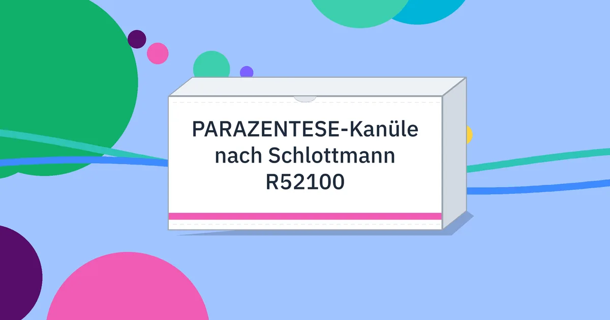 Symbolbild: Packung mit der Aufschrift PARAZENTESE-Kanüle nach Schlottmann R52100 (PZN 03068079) – Verfügbarkeit und Bezug in Apotheken in Frankfurt am Main