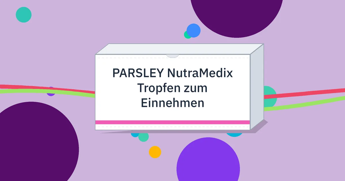 Symbolbild: Packung mit der Aufschrift PARSLEY NutraMedix Tropfen zum Einnehmen (PZN 18040201) – Verfügbarkeit und Bezug in Apotheken in Frankfurt am Main