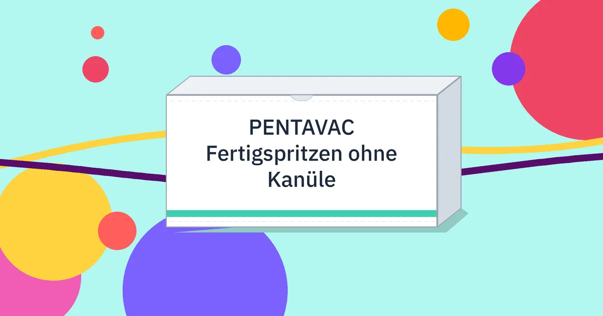 Symbolbild: Packung mit der Aufschrift PENTAVAC Fertigspritzen ohne Kanüle (PZN 08419218) – Verfügbarkeit und Bezug in Apotheken in Frankfurt am Main