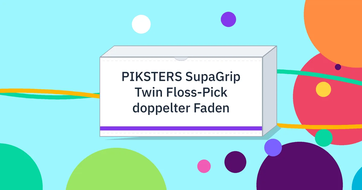 Symbolbild: Packung mit der Aufschrift PIKSTERS SupaGrip Twin Floss-Pick doppelter Faden (PZN 20186998) – Verfügbarkeit und Bezug in Apotheken in Frankfurt am Main