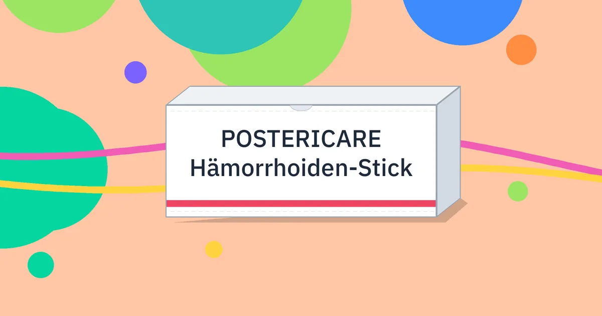 Symbolbild: Packung mit der Aufschrift POSTERICARE Hämorrhoiden-Stick (PZN 19687086) – Verfügbarkeit und Bezug in Apotheken in Frankfurt am Main