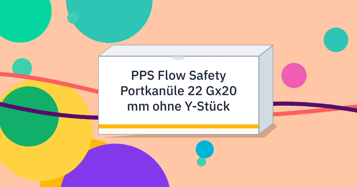 Symbolbild: Packung mit der Aufschrift PPS Flow Safety Portkanüle 22 Gx20 mm ohne Y-Stück (PZN 10073879) – Verfügbarkeit und Bezug in Apotheken in Frankfurt am Main