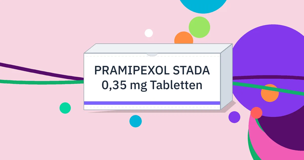 Symbolbild: Packung mit der Aufschrift PRAMIPEXOL STADA 0,35 mg Tabletten (PZN 06560527) – Verfügbarkeit und Bezug in Apotheken in Frankfurt am Main