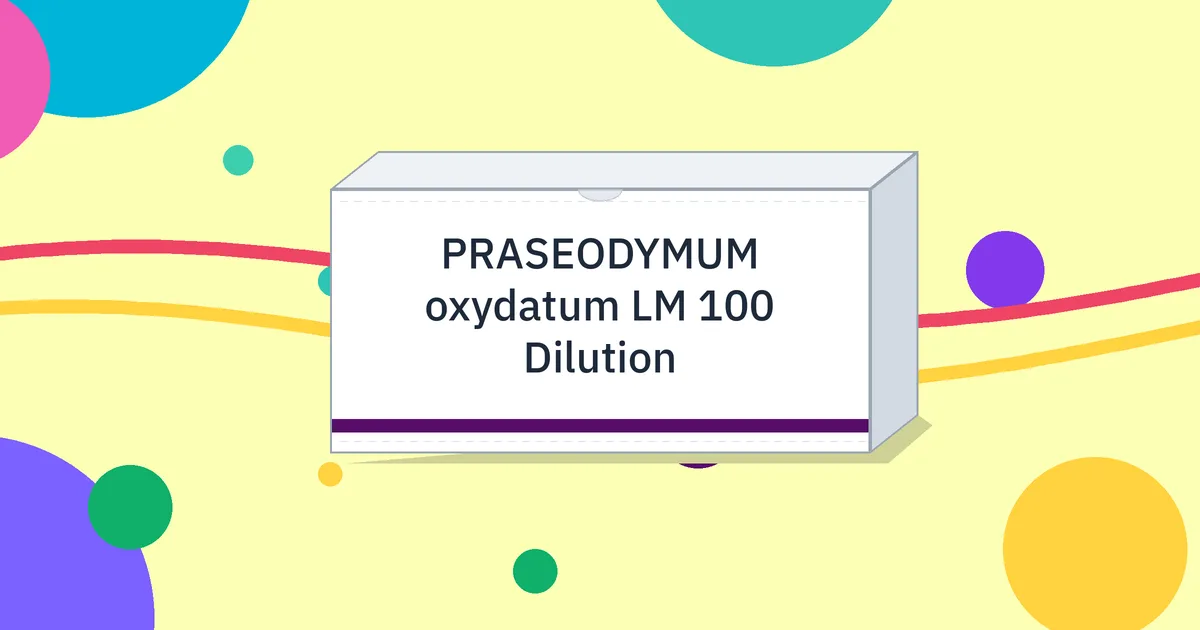 Symbolbild: Packung mit der Aufschrift PRASEODYMUM oxydatum LM 100 Dilution (PZN 13666870) – Verfügbarkeit und Bezug in Apotheken in Frankfurt am Main