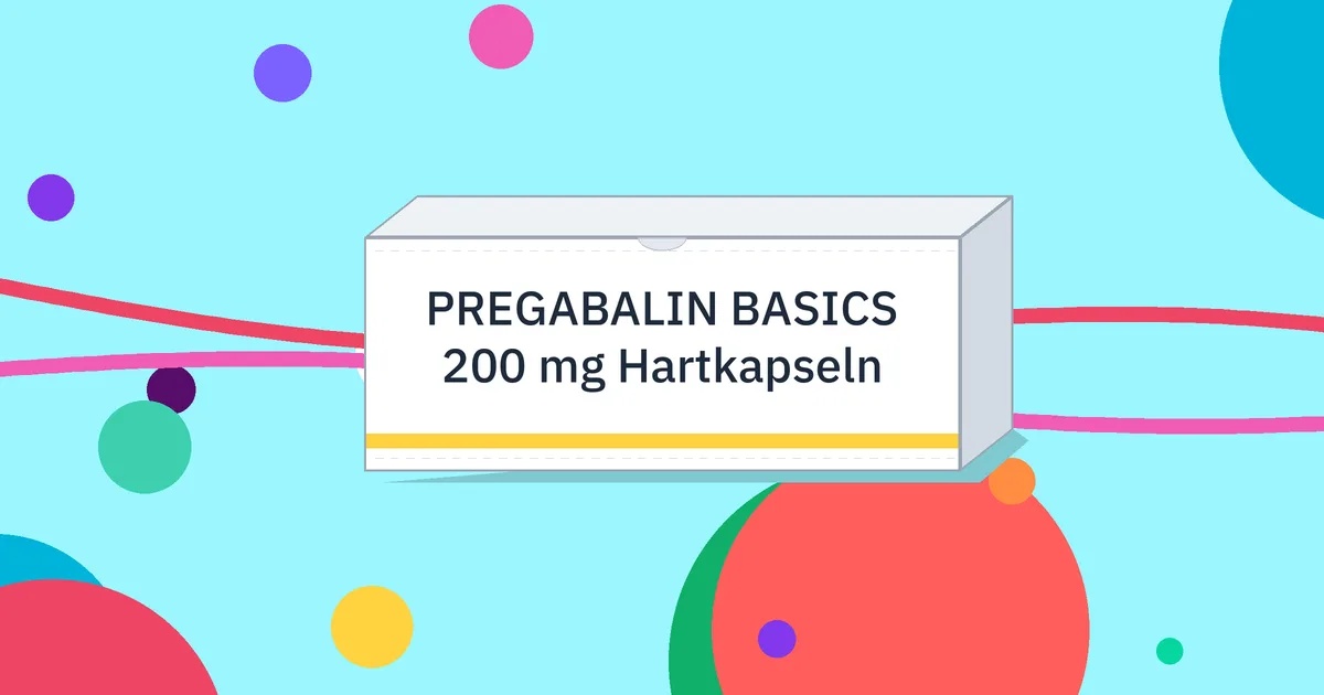 Symbolbild: Packung mit der Aufschrift PREGABALIN BASICS 200 mg Hartkapseln (PZN 11192698) – Verfügbarkeit und Bezug in Apotheken in Frankfurt am Main