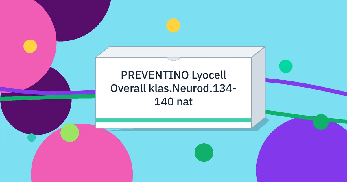 Symbolbild: Packung mit der Aufschrift PREVENTINO Lyocell Overall klas.Neurod.134-140 nat (PZN 16895654) – Verfügbarkeit und Bezug in Apotheken in Frankfurt am Main