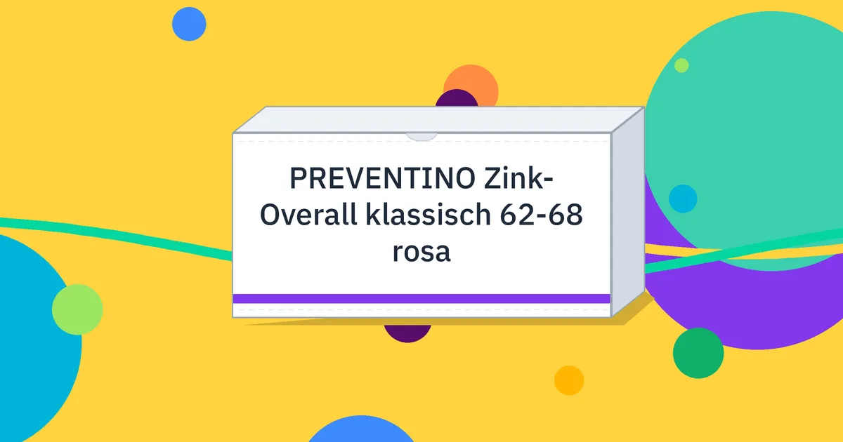 Symbolbild: Packung mit der Aufschrift PREVENTINO Zink-Overall klassisch 62-68 rosa (PZN 12446333) – Verfügbarkeit und Bezug in Apotheken in Frankfurt am Main