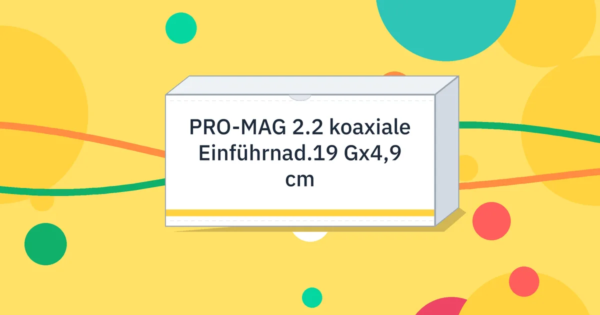 Symbolbild: Packung mit der Aufschrift PRO-MAG 2.2 koaxiale Einführnad.19 Gx4,9 cm (PZN 06768357) – Verfügbarkeit und Bezug in Apotheken in Frankfurt am Main