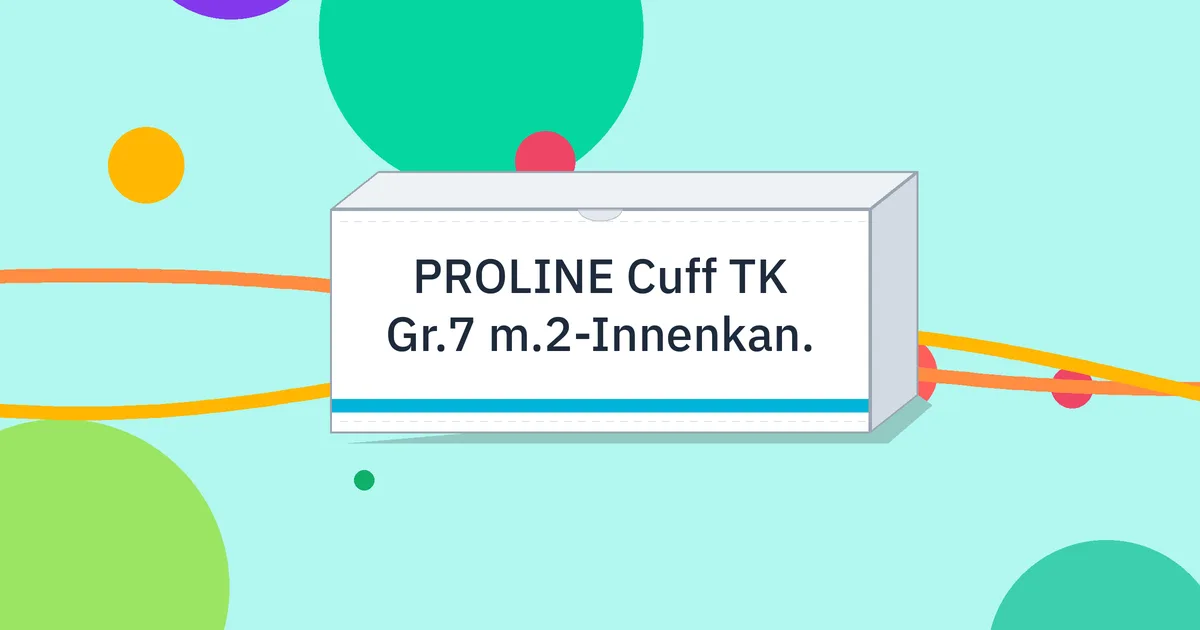Symbolbild: Packung mit der Aufschrift PROLINE Cuff TK Gr.7 m.2-Innenkan. (PZN 16148064) – Verfügbarkeit und Bezug in Apotheken in Frankfurt am Main