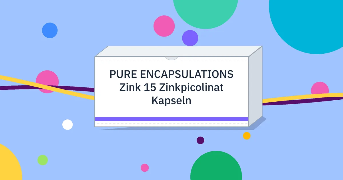 Symbolbild: Packung mit der Aufschrift PURE ENCAPSULATIONS Zink 15 Zinkpicolinat Kapseln (PZN 19433003) – Verfügbarkeit und Bezug in Apotheken in Frankfurt am Main
