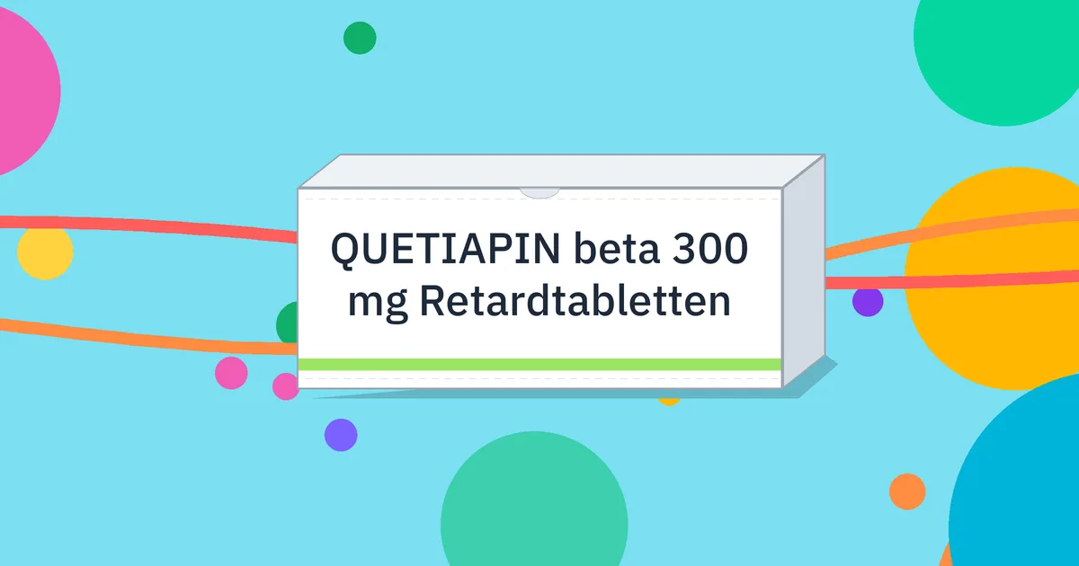 Symbolbild: Packung mit der Aufschrift QUETIAPIN beta 300 mg Retardtabletten (PZN 13700199) – Verfügbarkeit und Bezug in Apotheken in Frankfurt am Main