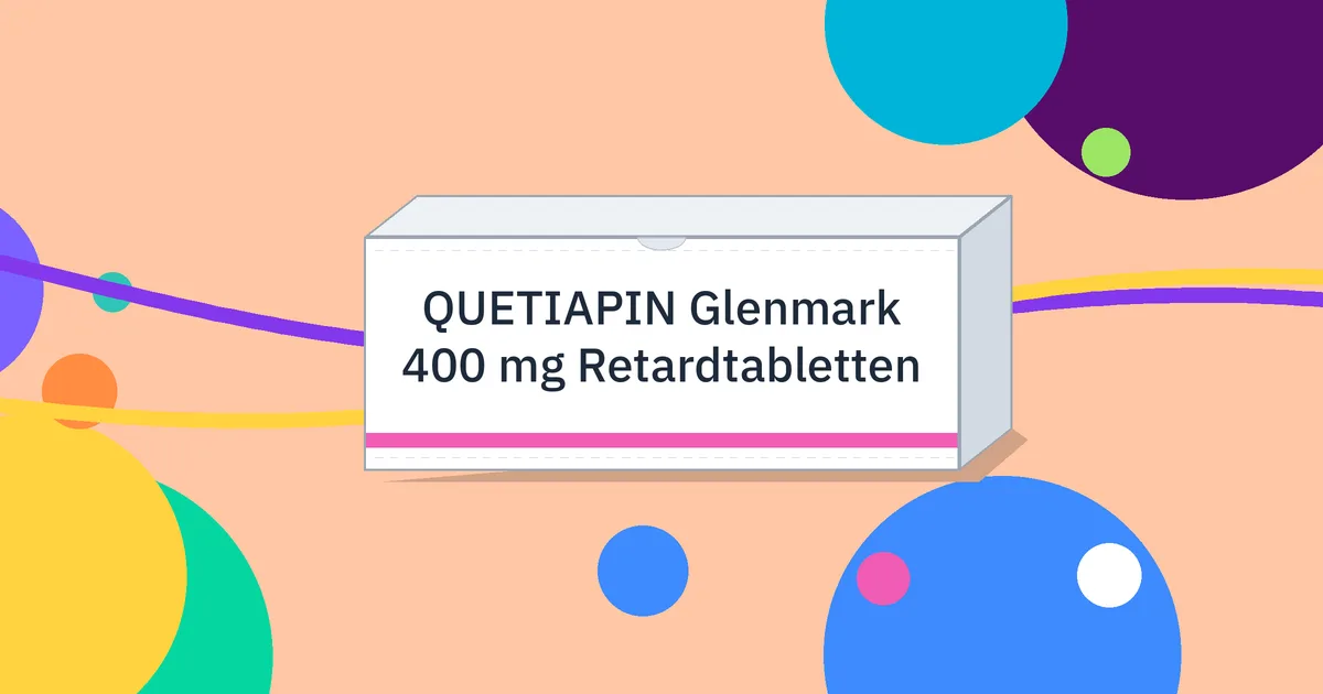 Symbolbild: Packung mit der Aufschrift QUETIAPIN Glenmark 400 mg Retardtabletten (PZN 16031675) – Verfügbarkeit und Bezug in Apotheken in Frankfurt am Main