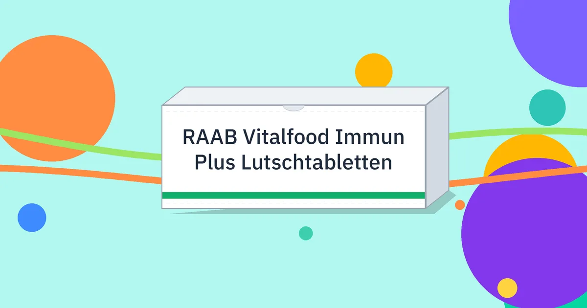 Symbolbild: Packung mit der Aufschrift RAAB Vitalfood Immun Plus Lutschtabletten (PZN 19305222) – Verfügbarkeit und Bezug in Apotheken in Frankfurt am Main