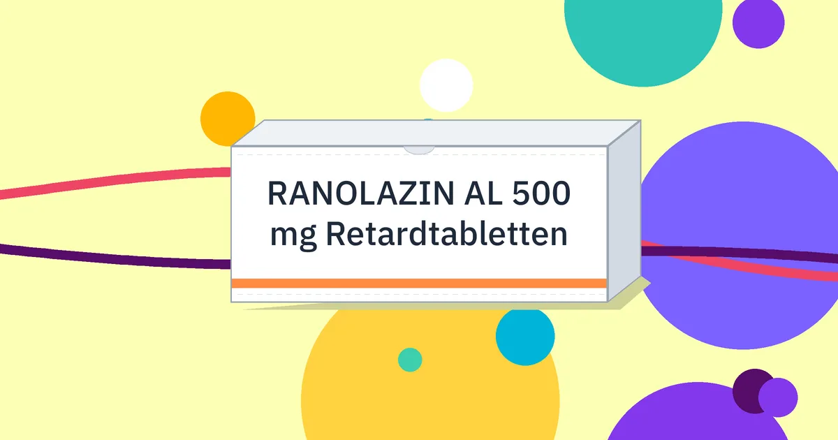 Symbolbild: Packung mit der Aufschrift RANOLAZIN AL 500 mg Retardtabletten (PZN 18335764) – Verfügbarkeit und Bezug in Apotheken in Frankfurt am Main