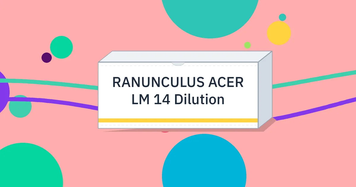Symbolbild: Packung mit der Aufschrift RANUNCULUS ACER LM 14 Dilution (PZN 13675521) – Verfügbarkeit und Bezug in Apotheken in Frankfurt am Main