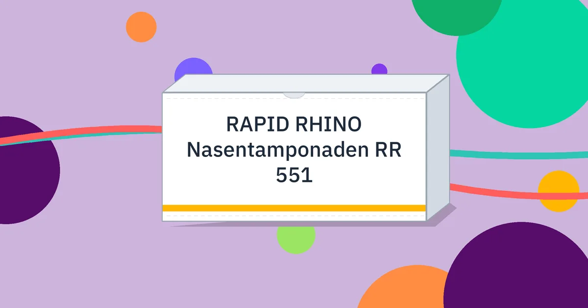 Symbolbild: Packung mit der Aufschrift RAPID RHINO Nasentamponaden RR 551 (PZN 02429196) – Verfügbarkeit und Bezug in Apotheken in Frankfurt am Main