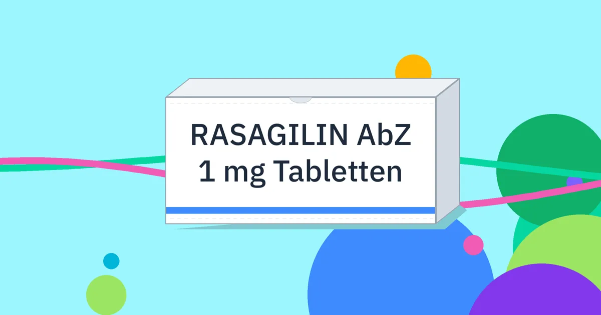 Symbolbild: Packung mit der Aufschrift RASAGILIN AbZ 1 mg Tabletten (PZN 11058066) – Verfügbarkeit und Bezug in Apotheken in Frankfurt am Main