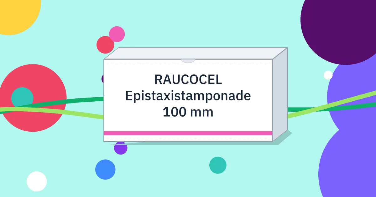 Symbolbild: Packung mit der Aufschrift RAUCOCEL Epistaxistamponade 100 mm (PZN 02172113) – Verfügbarkeit und Bezug in Apotheken in Frankfurt am Main