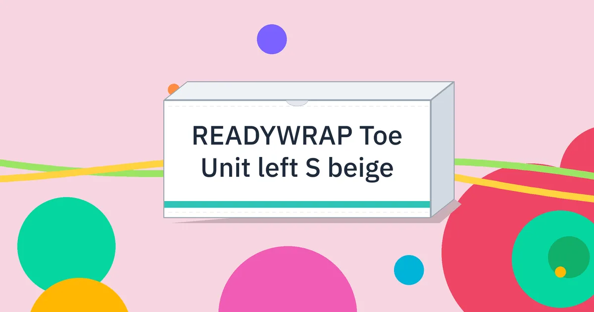 Symbolbild: Packung mit der Aufschrift READYWRAP Toe Unit left S beige (PZN 16566100) – Verfügbarkeit und Bezug in Apotheken in Frankfurt am Main